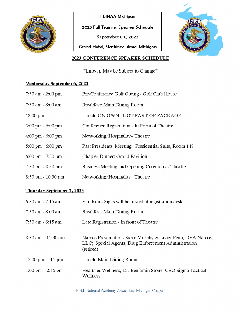 2024 FBINAA Michigan Chapter Fall Conference Agenda – FBINAA Michigan