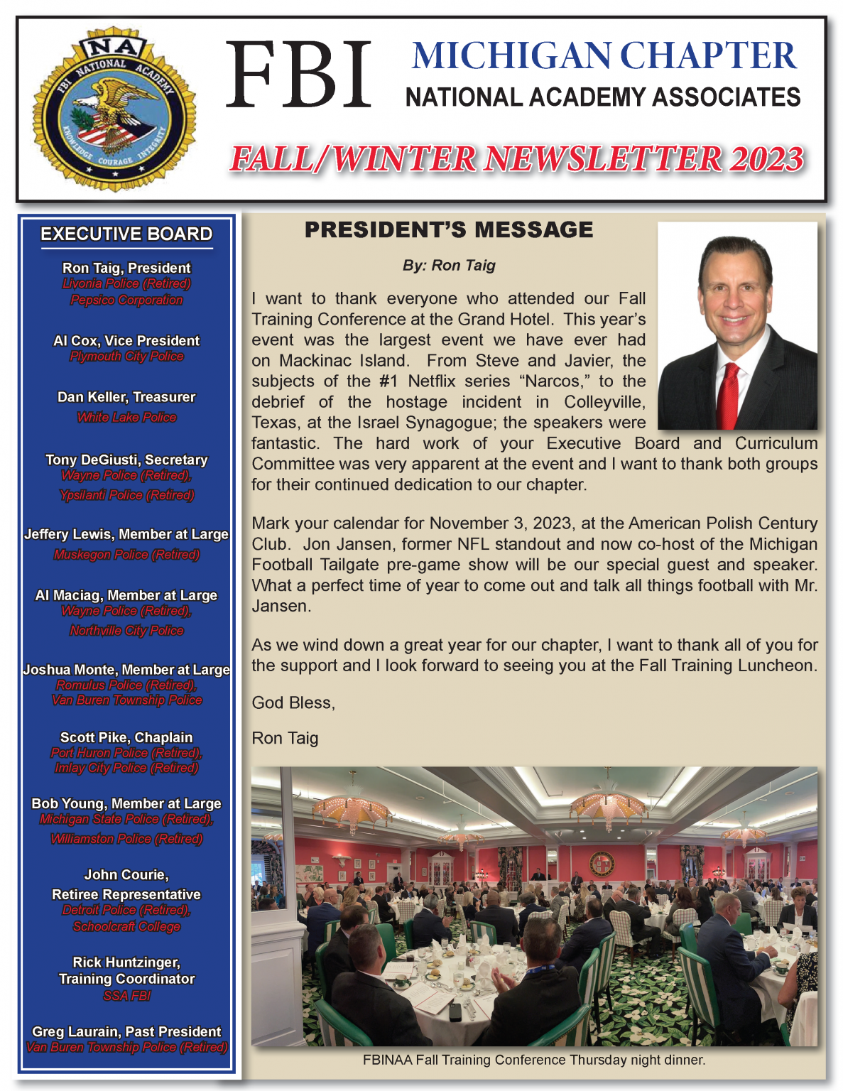 2023 FALL/WINTER FBINAA MICHIGAN CHAPTER NEWSLETTER – FBINAA Michigan