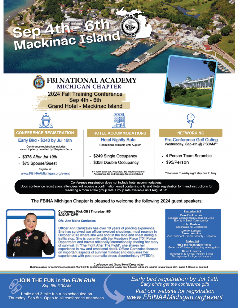 FBINAA MICHIGAN CHAPTER 2024 FALL TRAINING CONFERENCE – FBINAA Michigan